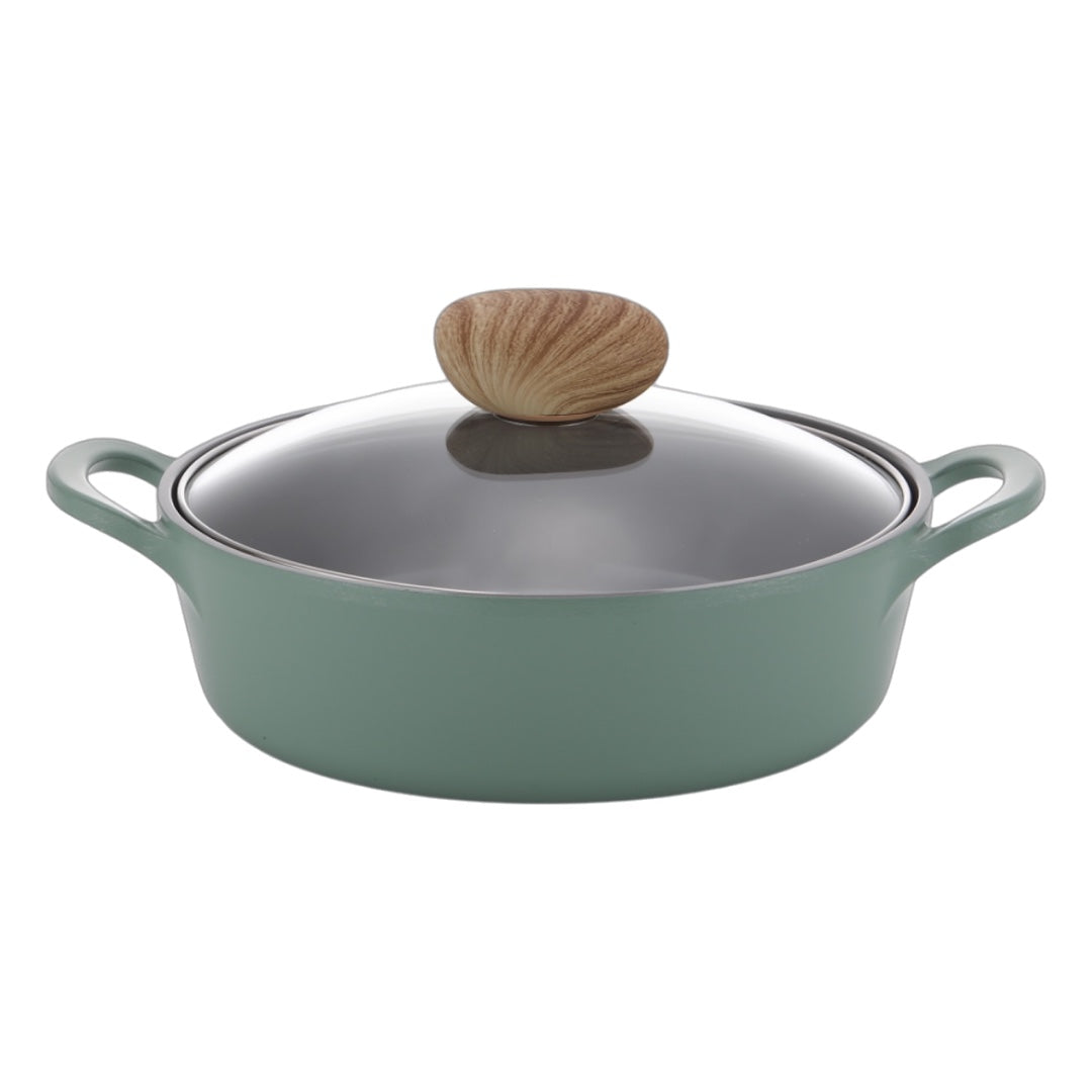 Neoflam Retro 22cm Low Stockpot Induction with Die-Cast Lid Green Demer ...