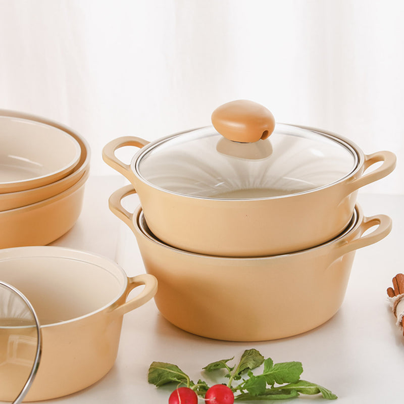 Neoflam Retro Flan 18cm Stockpot Induction with Glass lid Yellow
