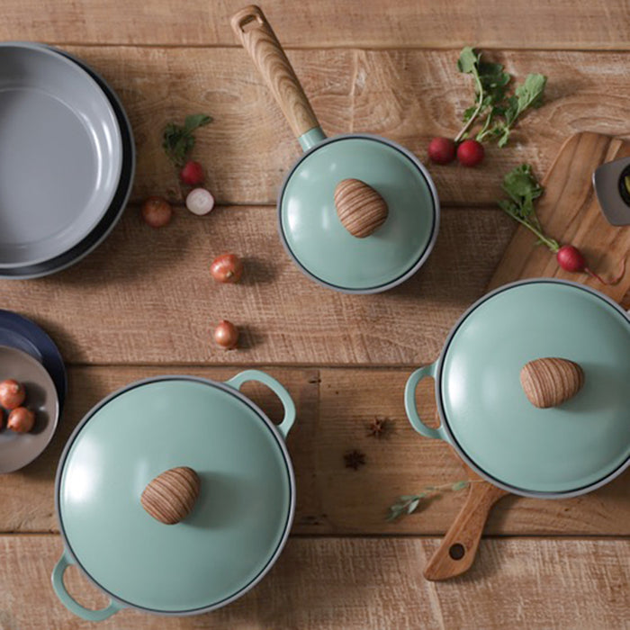Neoflam Retro 26cm Low Stockpot Induction with Die-Cast Lid Green Demer ...